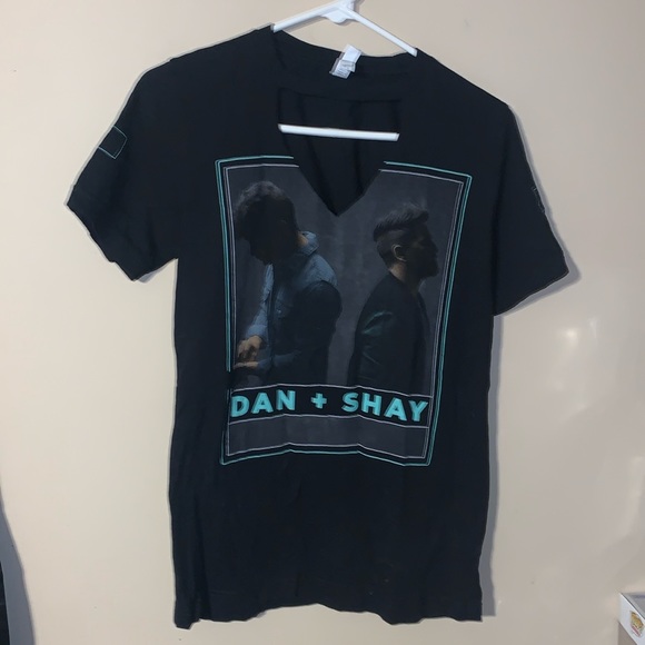 Tops | Dan Shay Vneck Cut Small Black Tshirt | Poshmark